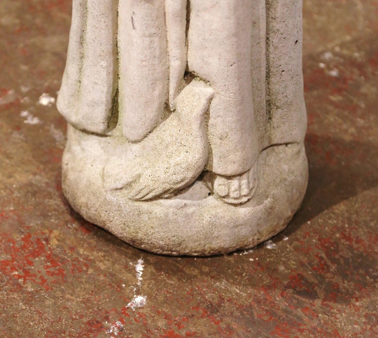 19th Century French Stone Statue of St. Francis with Bird, Patron of ...