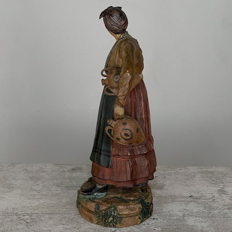 19th Century French Terracotta Hand-Sculpted and Painted Statue ...
