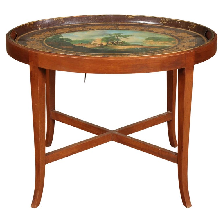 19th Century French Tole Tray Table For Sale at 1stDibs