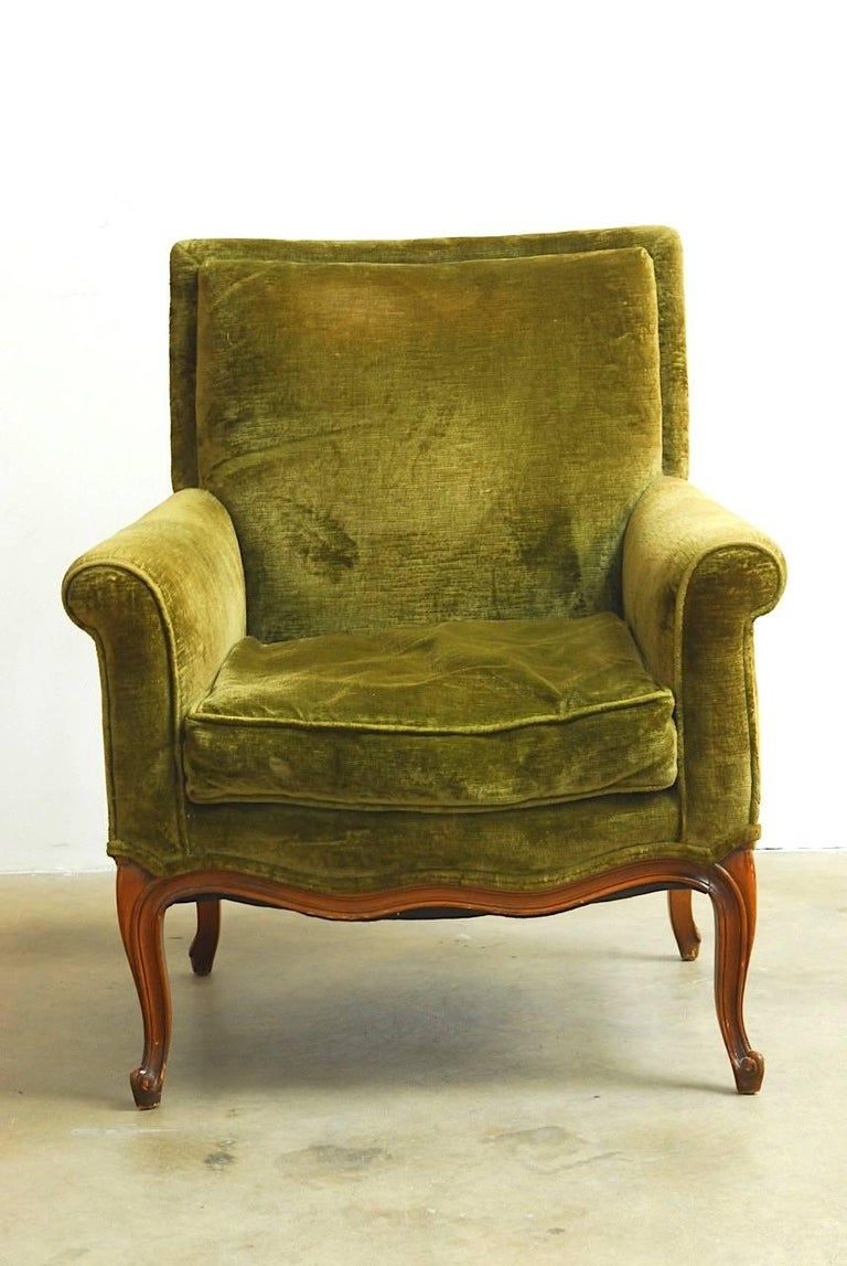 19th Century French Velvet Library Chair with Ottoman at 1stDibs ...