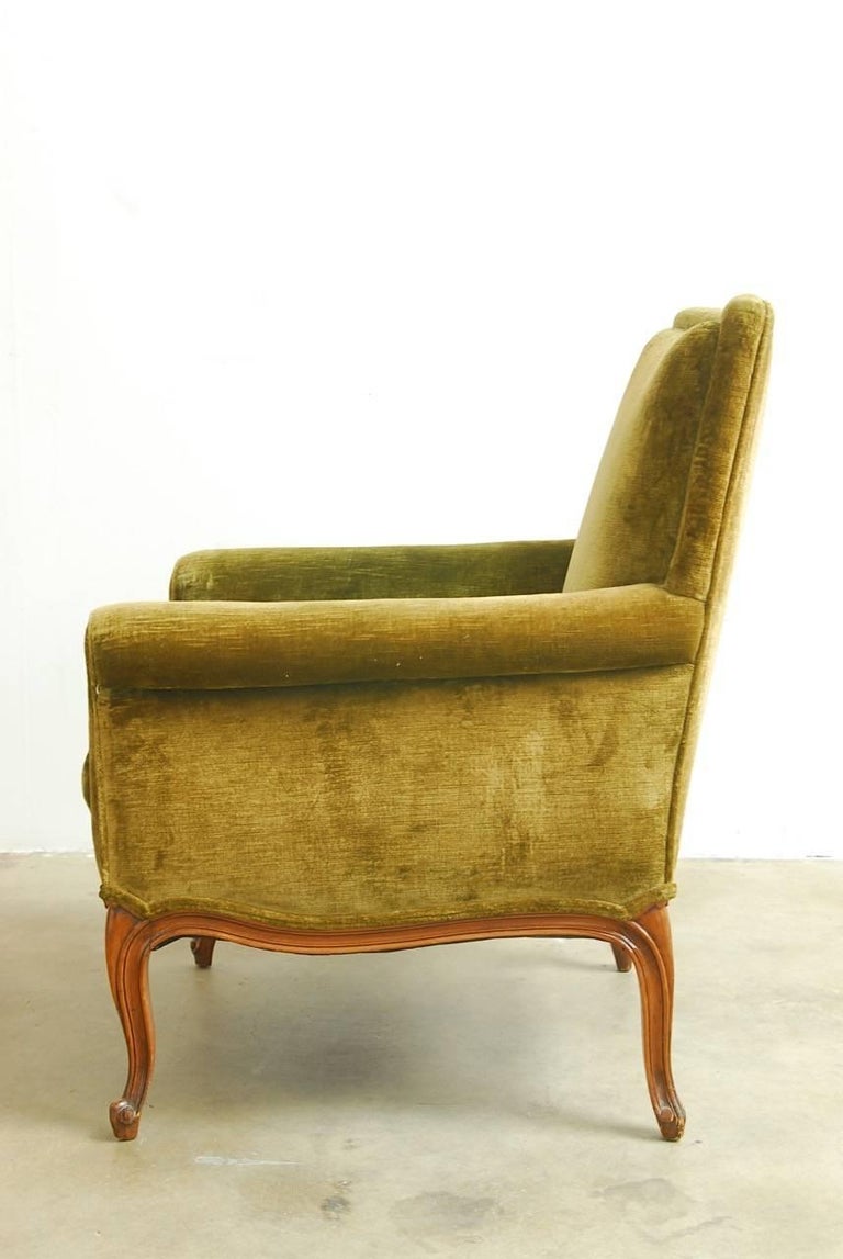 19th Century French Velvet Library Chair with Ottoman at 1stDibs ...