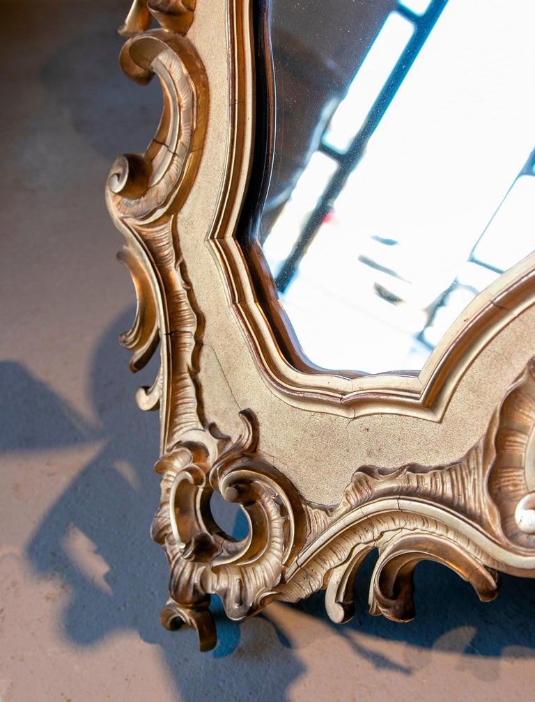 19th Century French Wall Gilded Mirror with Rocaille Decoration For ...