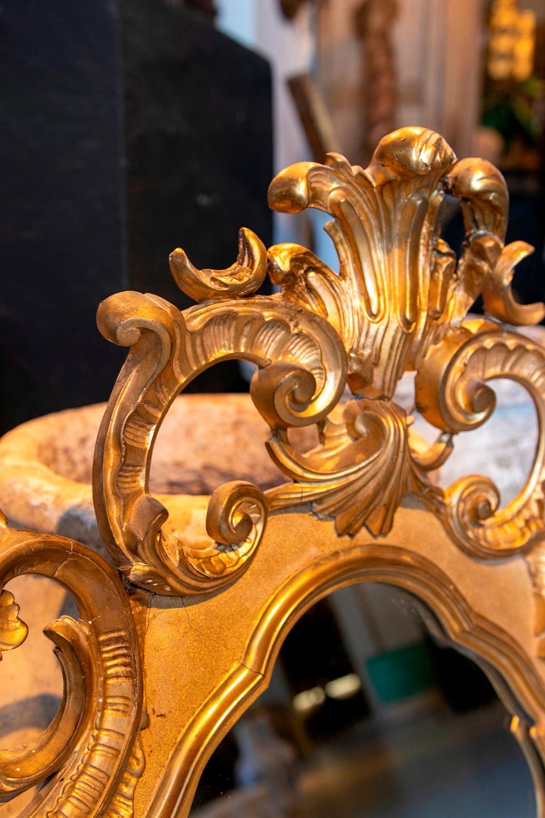 19th Century French Wall Gilded Mirror with Rocaille Decoration For ...