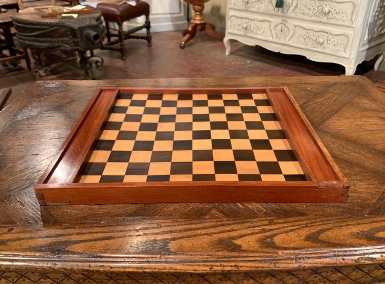 19th Century French Walnut Complete Checkers Board Game at 1stDibs