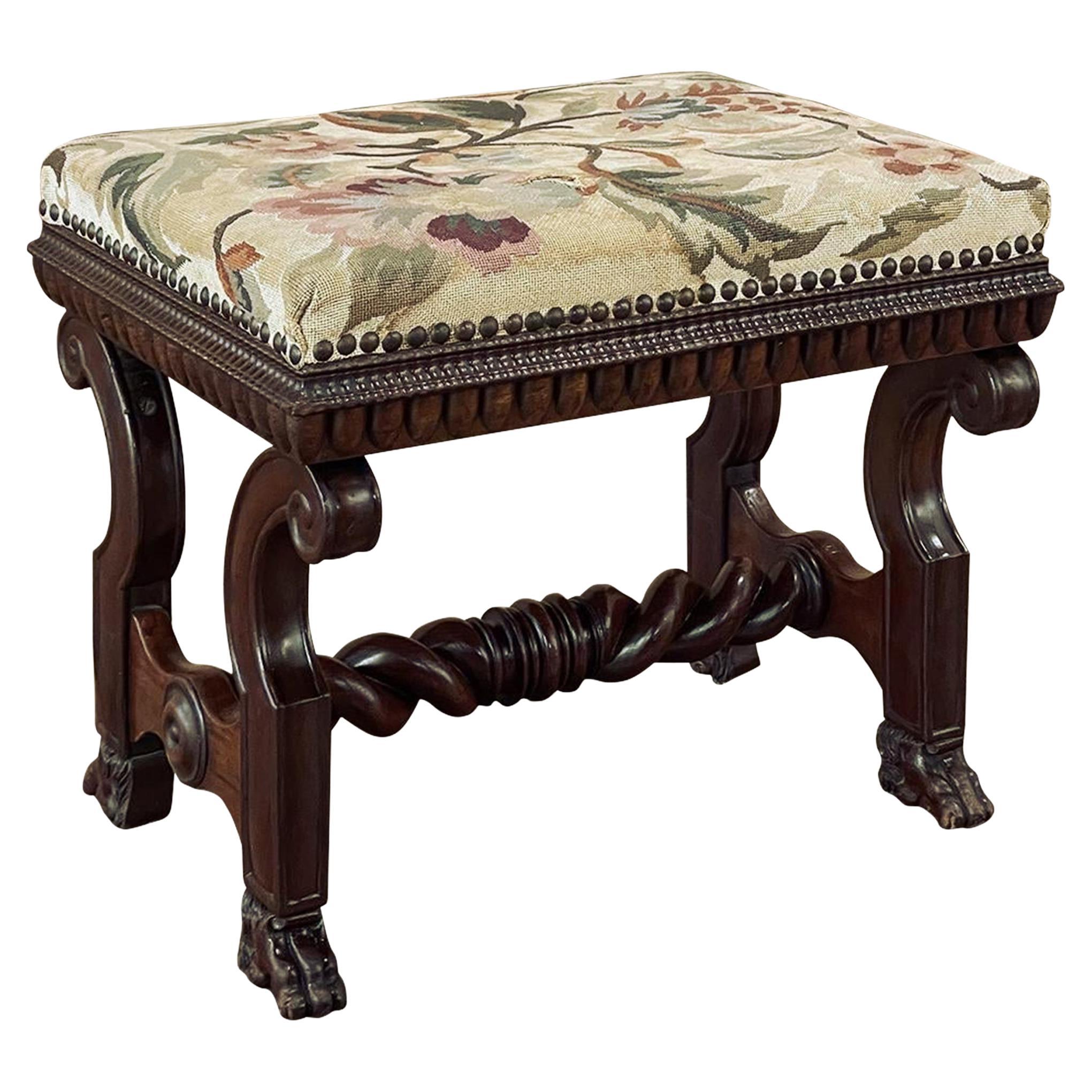 Walnut Queen Anne Footstool with Cabriole Legs, English, Mid-19th ...