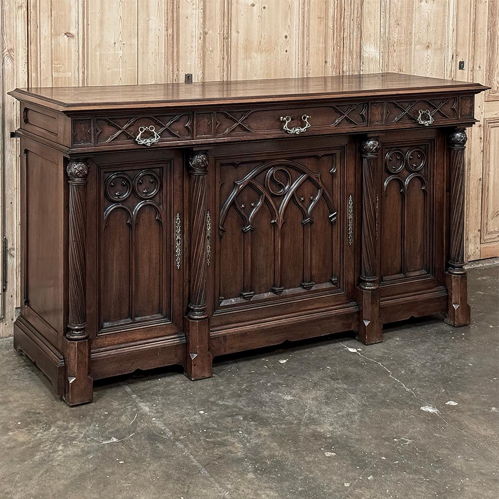 19th Century French Walnut Gothic Revival Buffet For Sale at 1stDibs