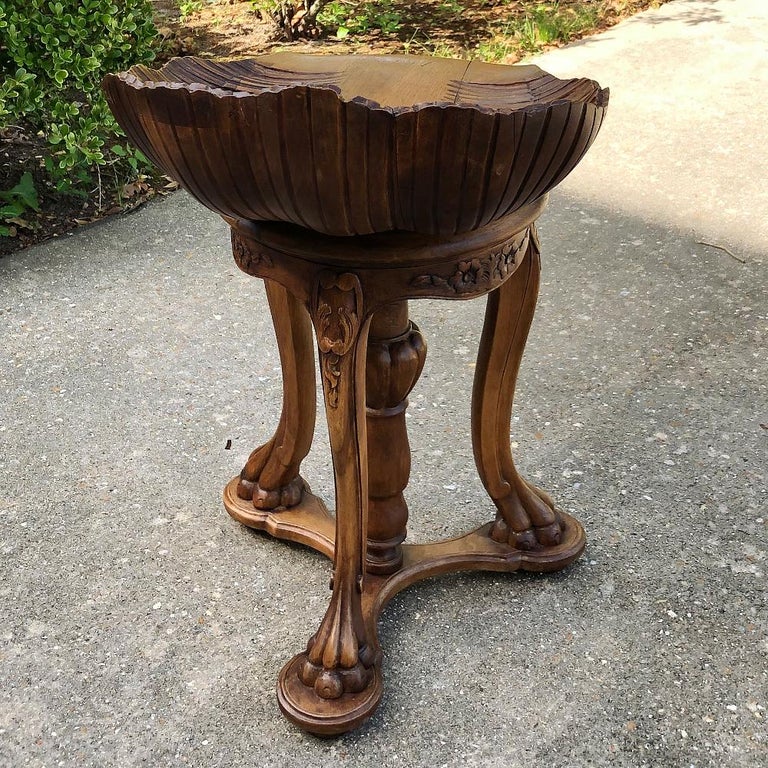 19th Century French Walnut Scallop Shell Musician's Stool at 1stDibs