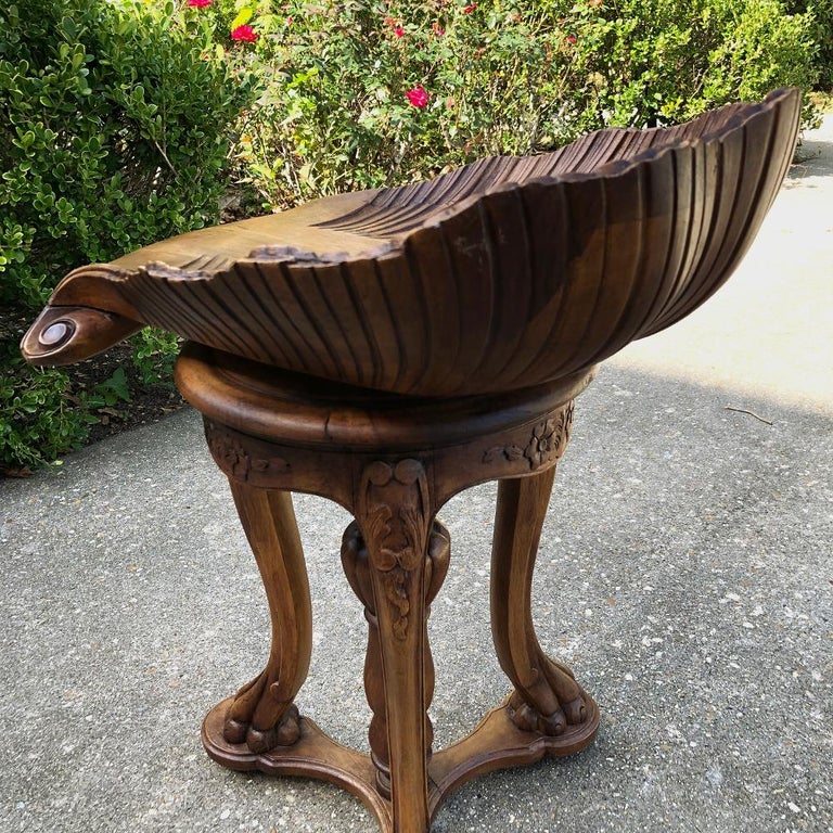 19th Century French Walnut Scallop Shell Musician's Stool at 1stDibs