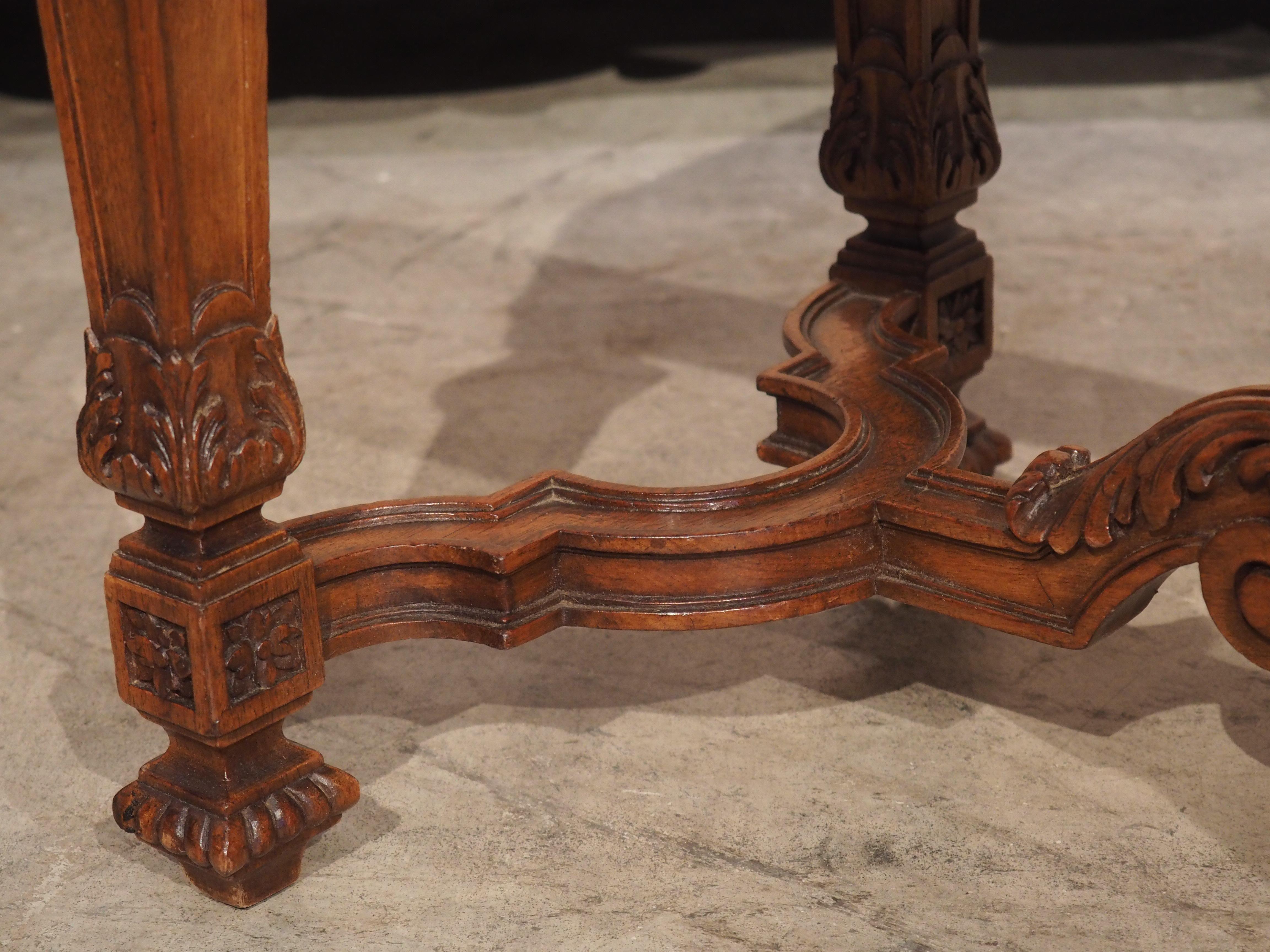 19th Century French Walnut Wood Louis XIV Style Tabouret at 1stDibs