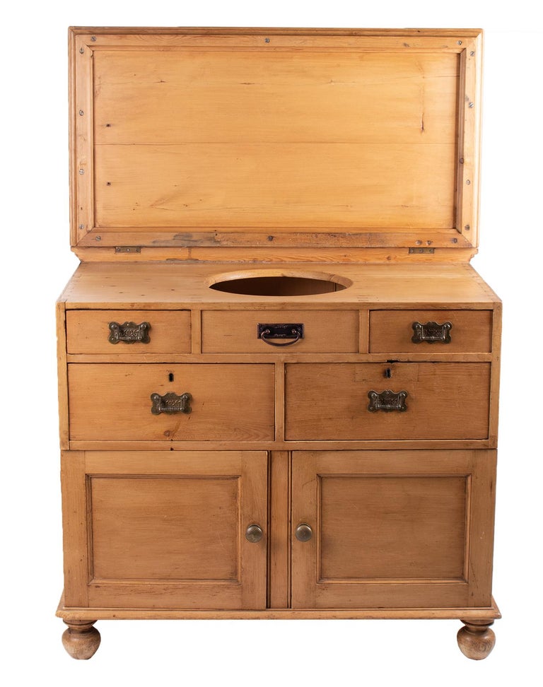 19th Century French Wash-Room Five-Drawer Chest with Two Panel Doors ...