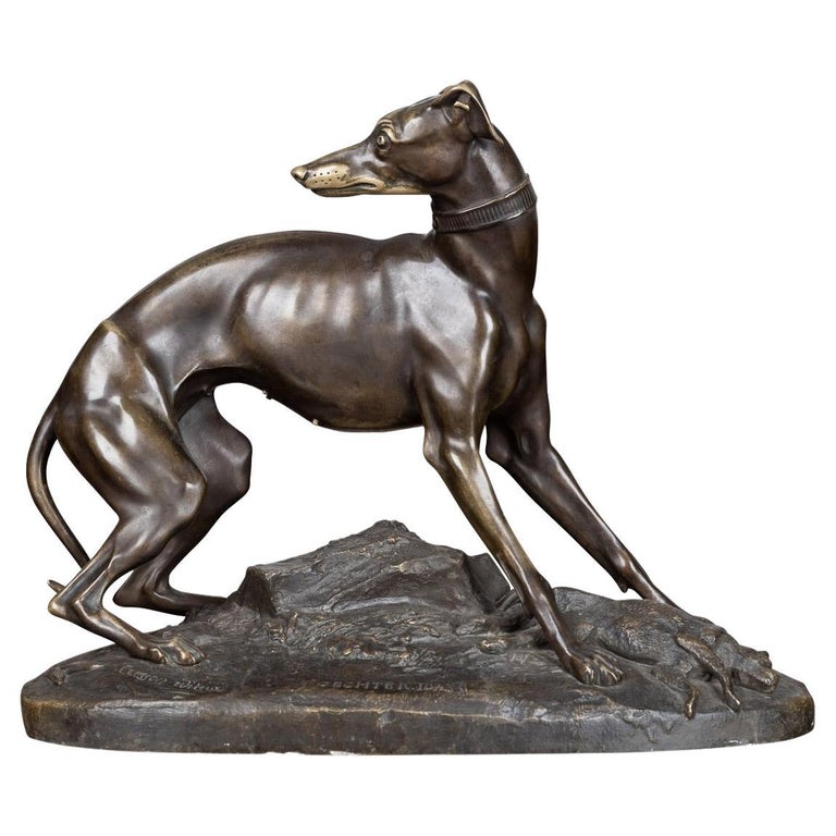 19th Century French Whippet Bronze, Jean-Francois-Theodore Gechter, c ...