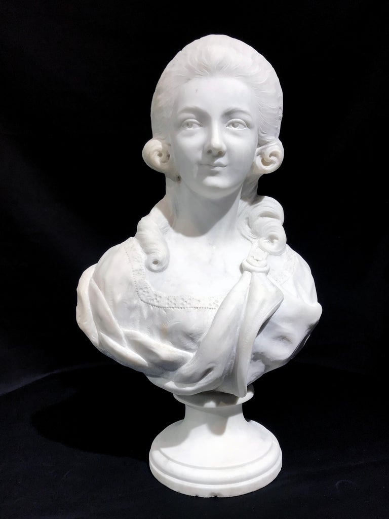 19th Century French White Marble Sculpture Bust of Queen Marie ...