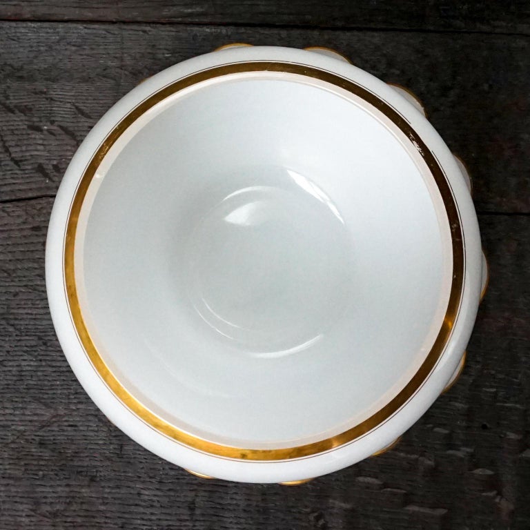 19th Century French White Opaline Glass Pumpkin or Apple Shaped Bowl or ...