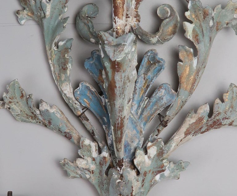 19th Century French Wood and Iron Painted Carving at 1stDibs