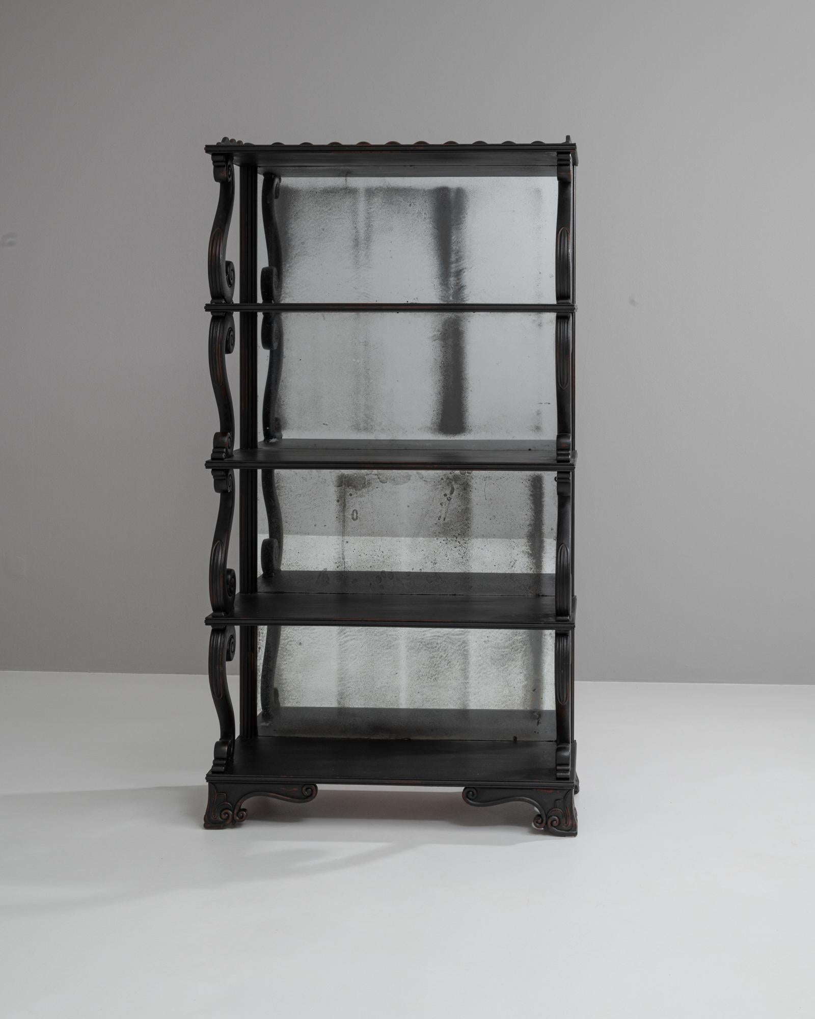 19th Century French Wooden Bookcase With Mirror For Sale at 1stDibs