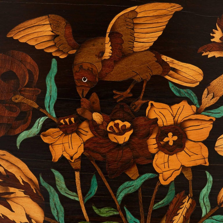 19th Century French Wooden Marquetry Panel of Flowers at 1stDibs