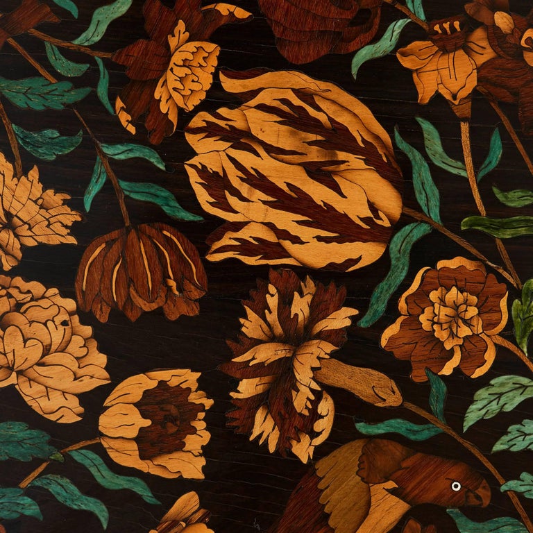 19th Century French Wooden Marquetry Panel of Flowers at 1stDibs