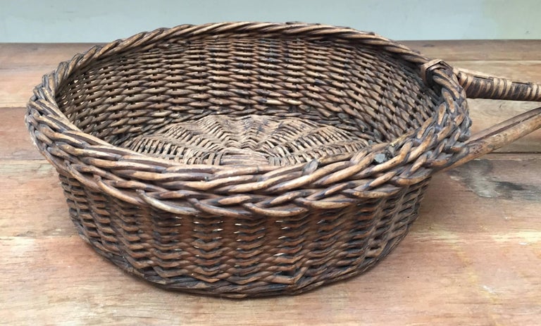 19th Century French Woven Wicker Offering Basket at 1stDibs