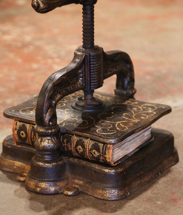 19th Century, French, Wrought Iron and Gilt Painted Book Binding Press ...