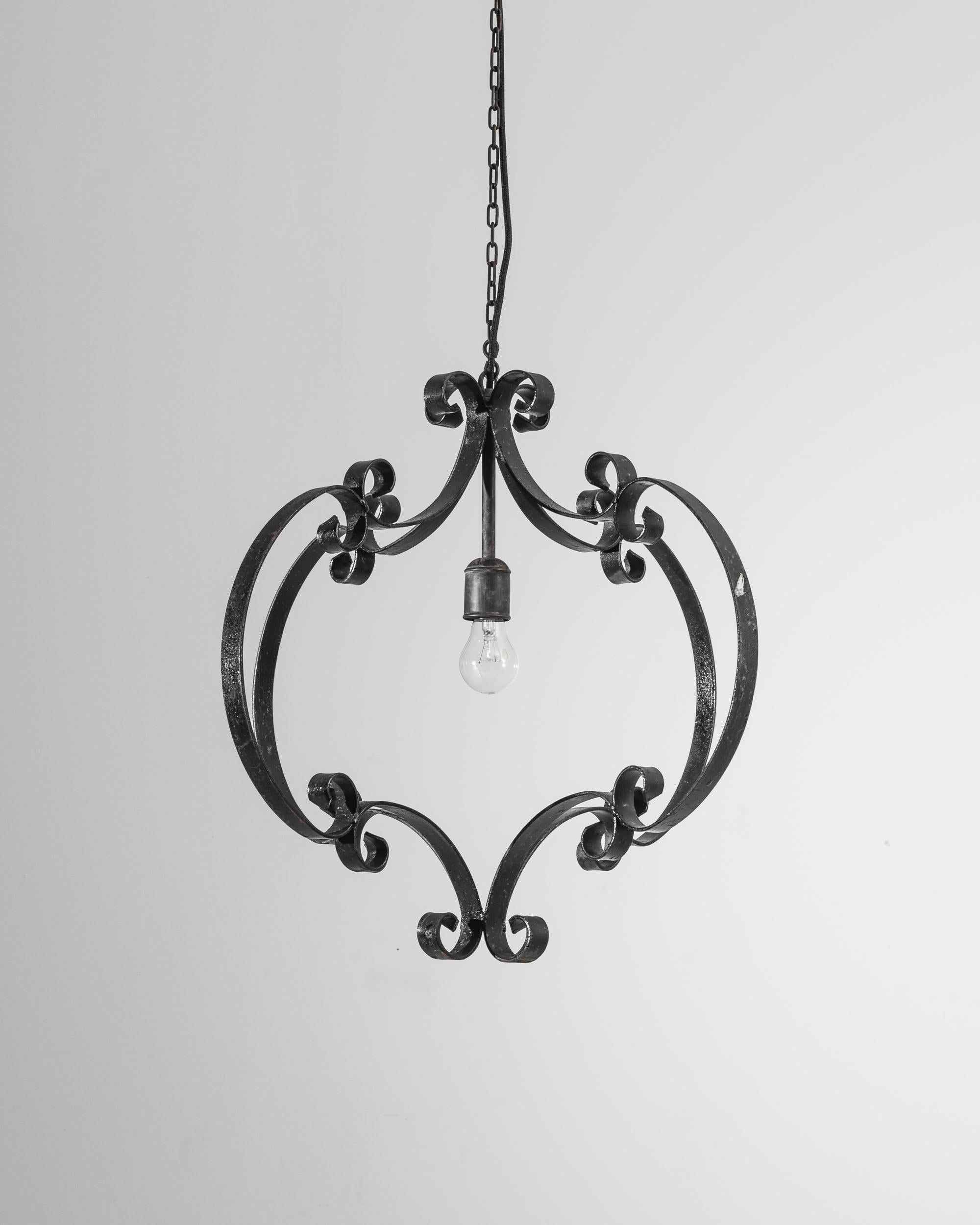 19th Century, French, Wrought Iron Pendant at 1stDibs
