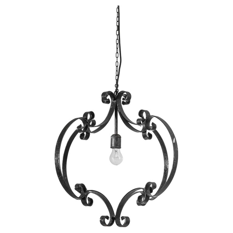 19th Century, French, Wrought Iron Pendant For Sale at 1stDibs