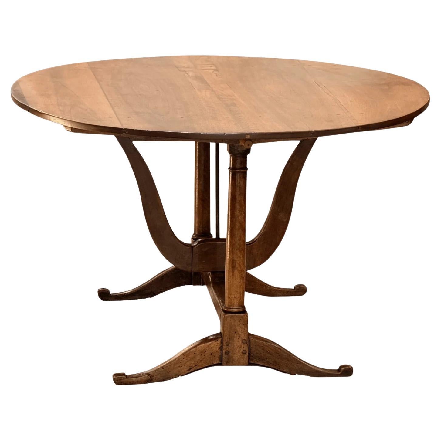 19th Century Fruitwood vintner’s table, wine table, oval trestle base ...