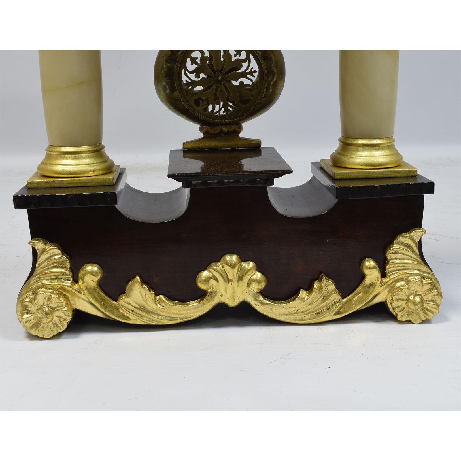 19th Century Functional Column Clock, Antique Mantel Clock with Portico ...