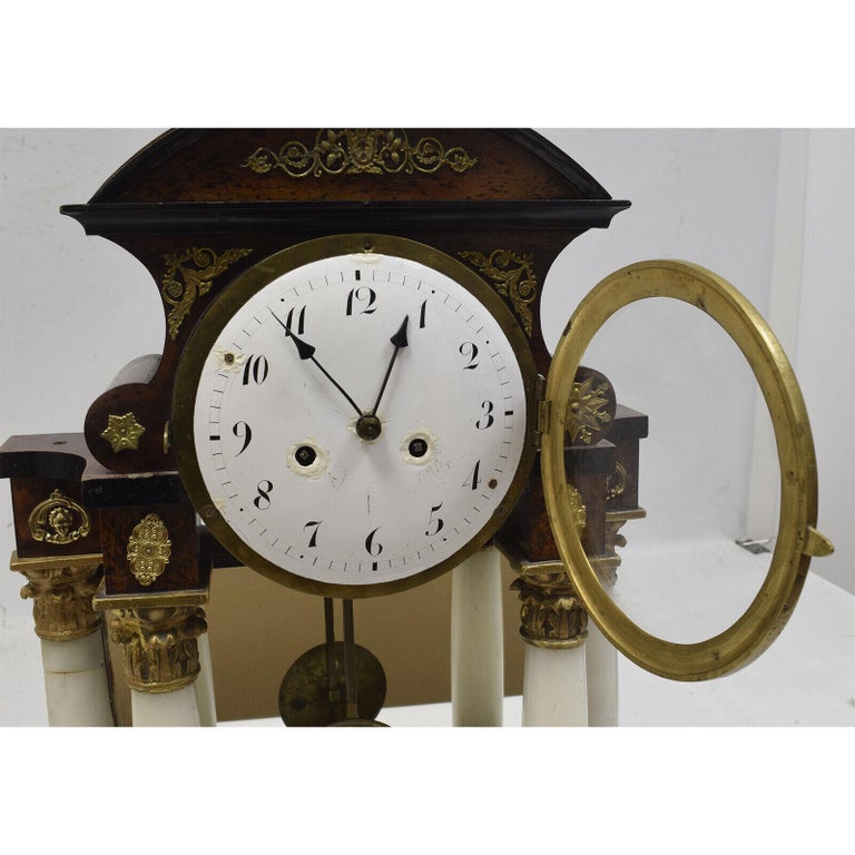 19th Century Functional Column Clock: Antique Mantel Clock with Portico ...
