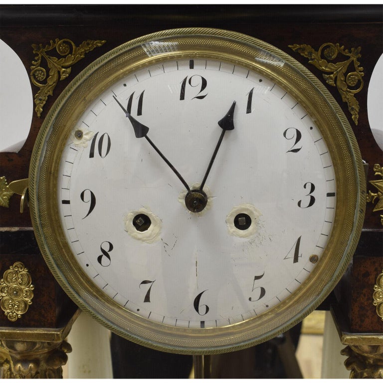 19th Century Functional Column Clock: Antique Mantel Clock with Portico ...