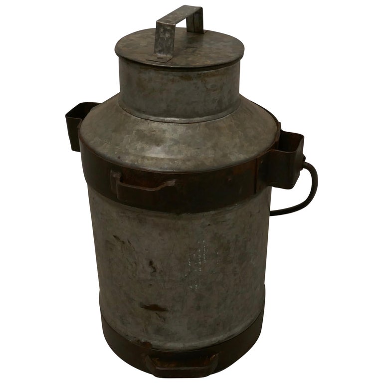 19th Century Galvanised Metal Milk Churn with Iron Strapping For Sale ...
