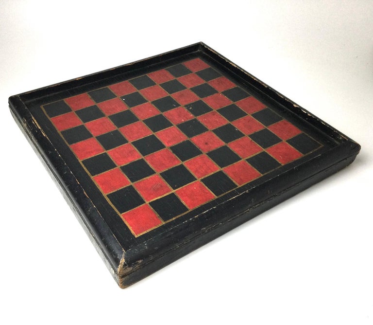 19th Century Game Board in Original Painted Red and Black Original ...
