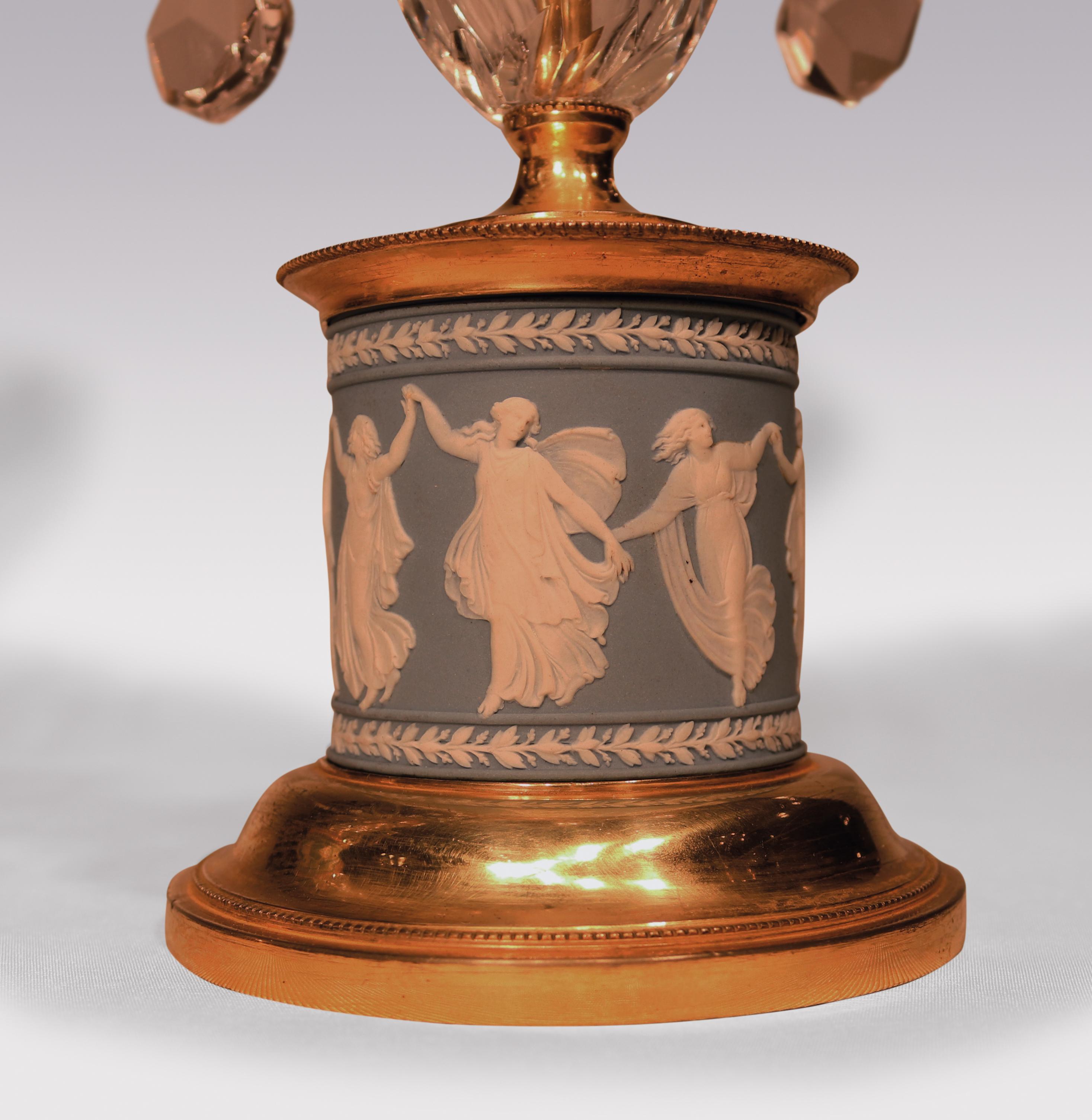 19th Century George III Glass Lustre Candlesticks at 1stDibs
