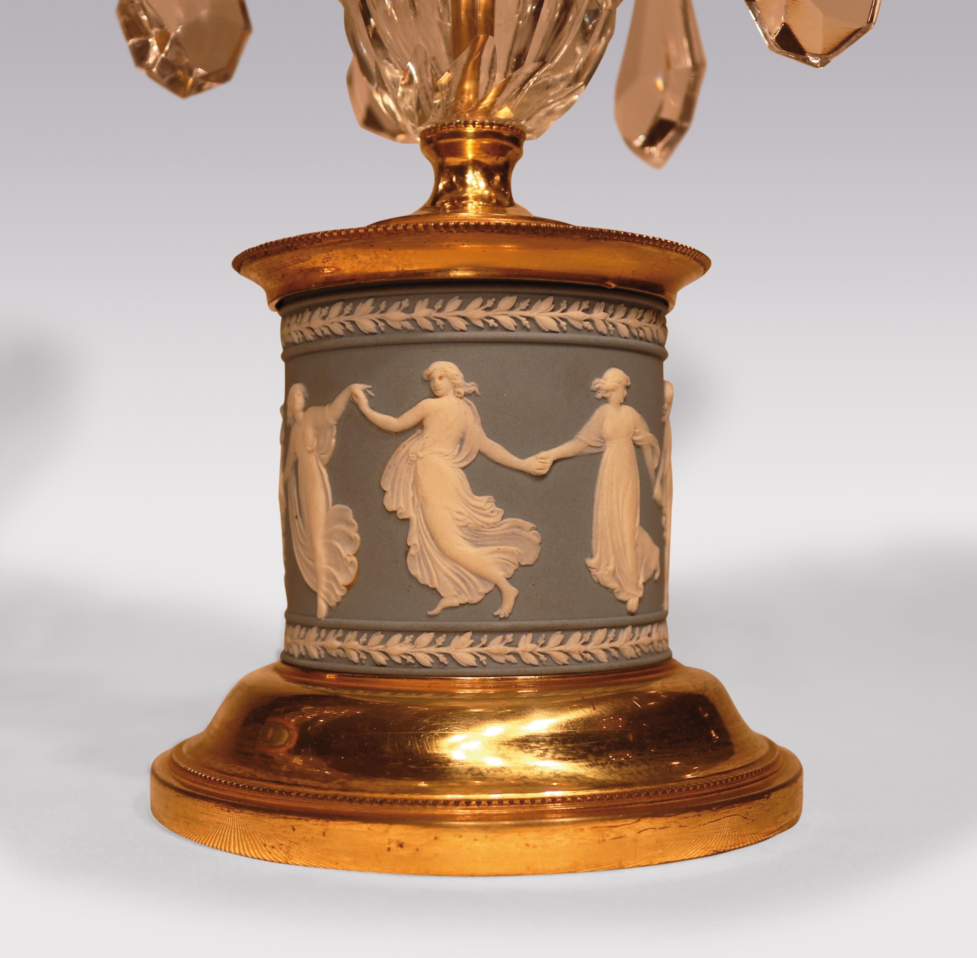 19th Century George III Glass Lustre Candlesticks at 1stDibs