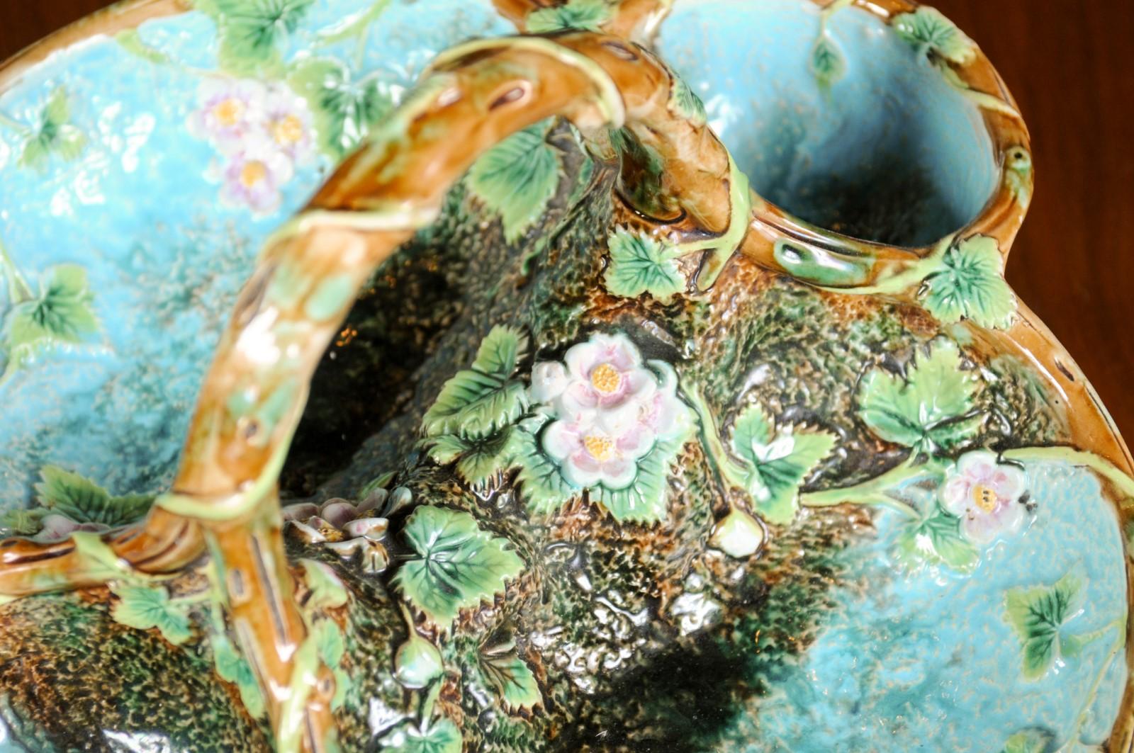 19th Century George Jones Four-Part Majolica Porcelain Serving Bowl ...