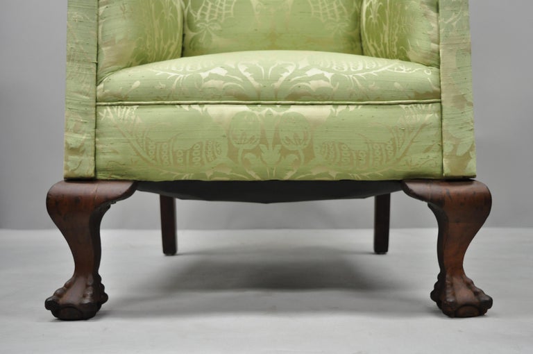 19th Century Georgian Chippendale Style Mahogany Ball and Claw Wingback ...