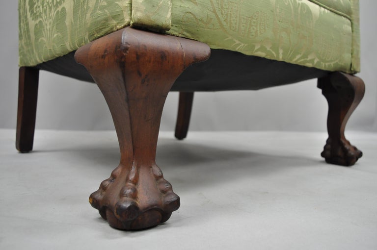 19th Century Georgian Chippendale Style Mahogany Ball and Claw Wingback ...