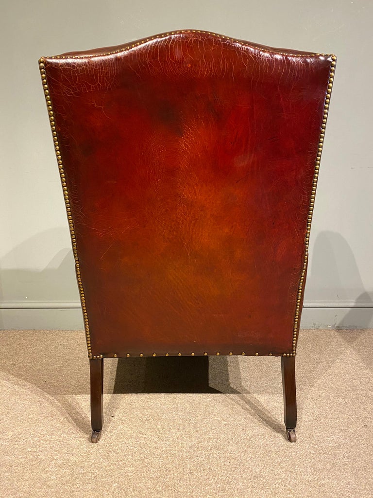 19th Century Georgian Leather and Mahogany Wingback Chair For Sale at ...