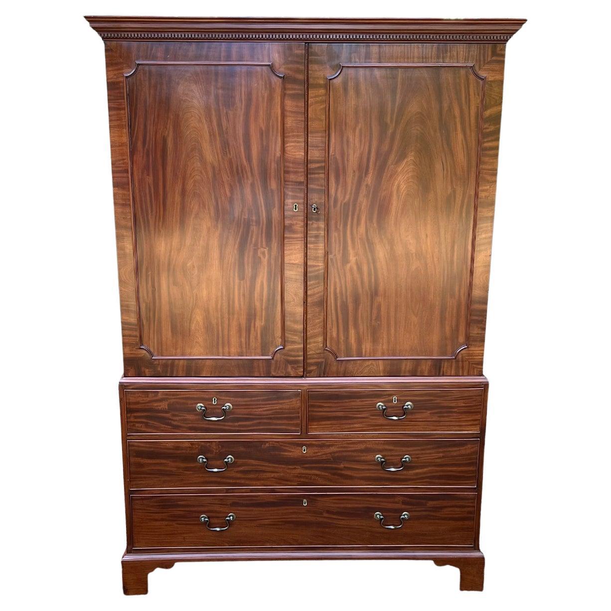 19th Century English Faux Painted Doll House Linen Press at 1stDibs