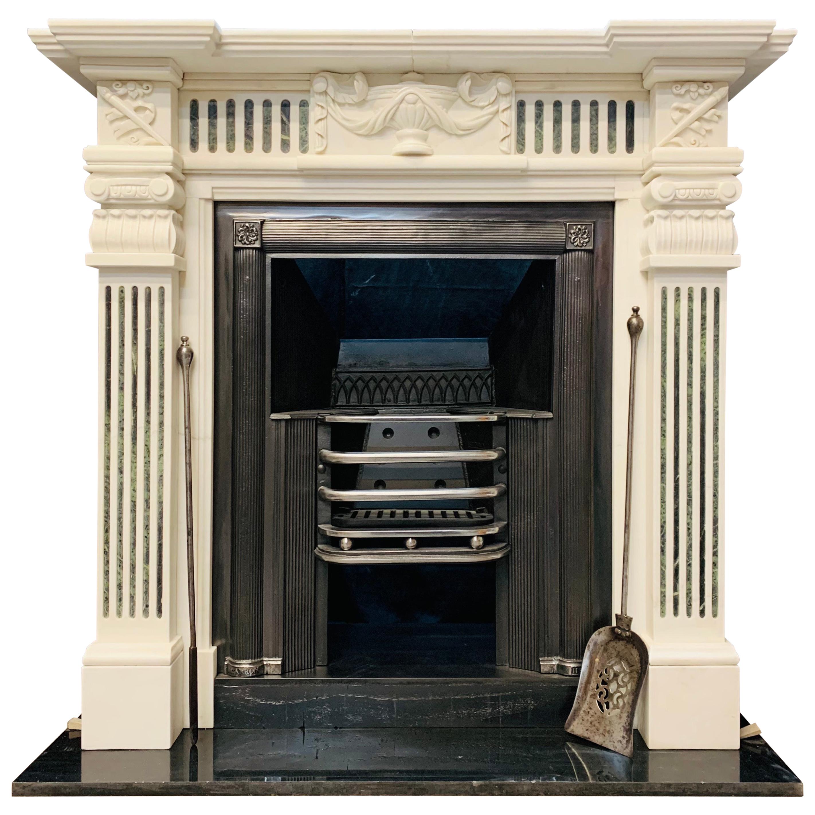 19th Century Scottish Baronial Style Carved Granite Fireplace Surround ...