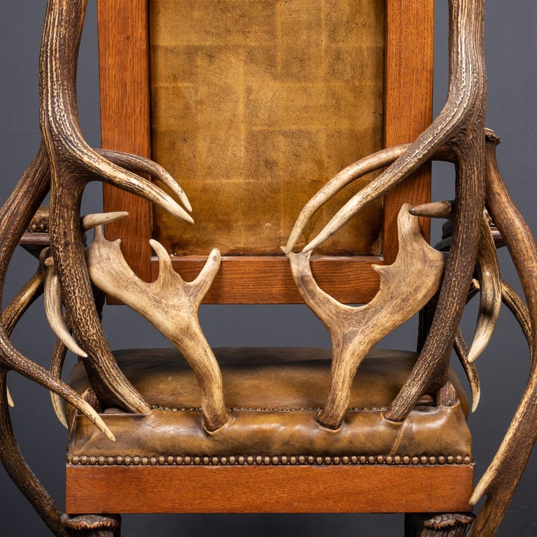 19th Century German Antler Horn Hall Chair, Black Forest, c.1880 at 1stDibs