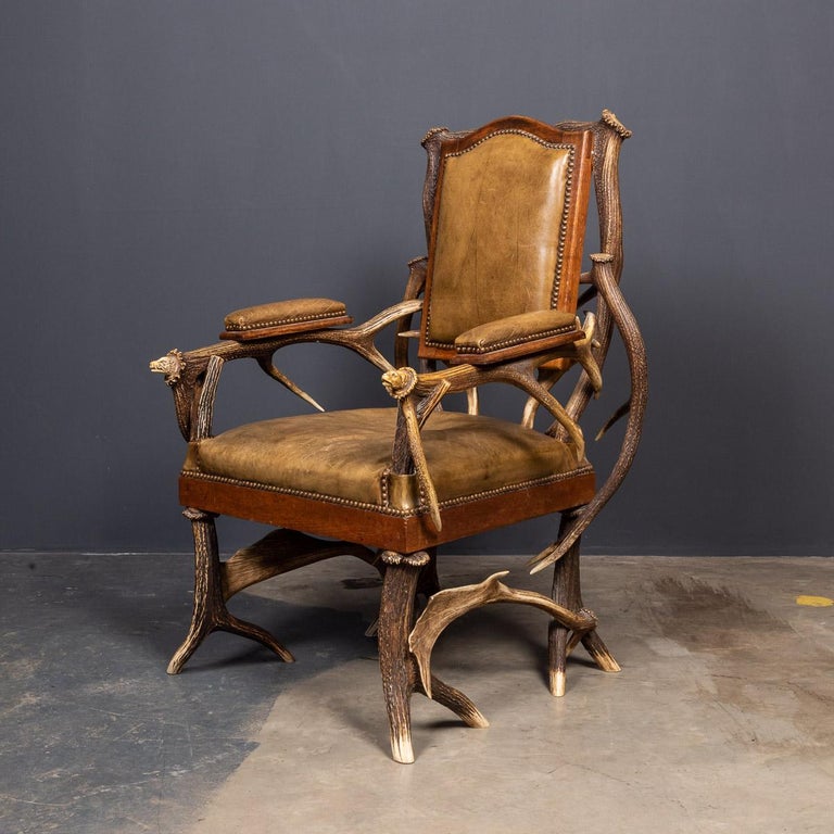 19th Century German Antler Horn Hall Chair, Black Forest, c.1880 at 1stDibs