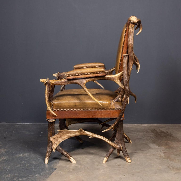 19th Century German Antler Horn Hall Chair, Black Forest, c.1880 at 1stDibs