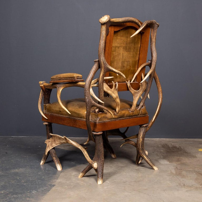 19th Century German Antler Horn Hall Chair, Black Forest, c.1880 at 1stDibs