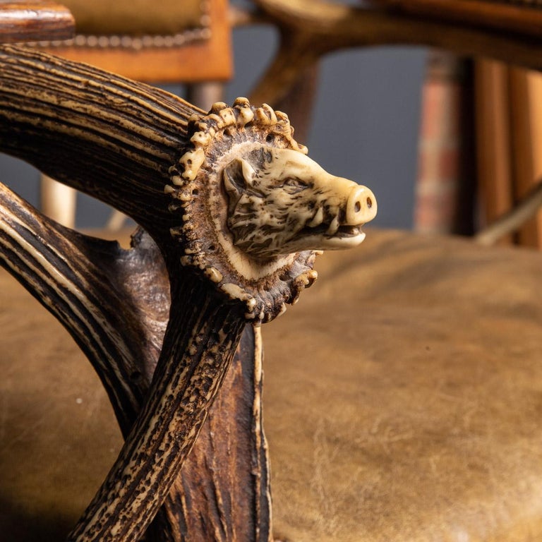 19th Century German Antler Horn Hall Chair, Black Forest, c.1880 at 1stDibs