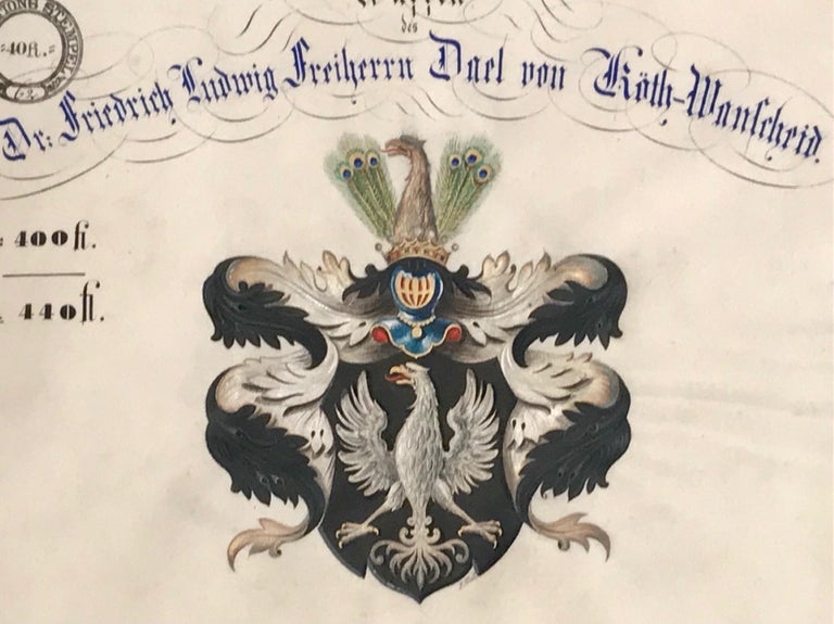 19th Century German Baronship Document, Archduke Ludwig III of Hessen ...