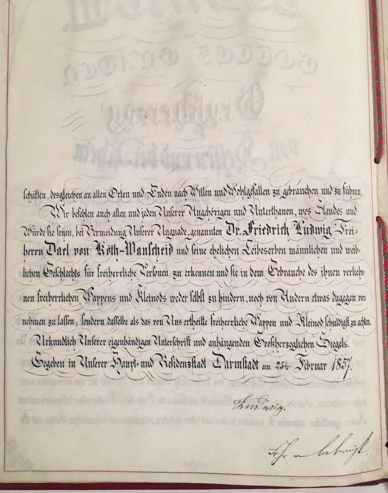 19th Century German Baronship Document, Archduke Ludwig III of Hessen ...