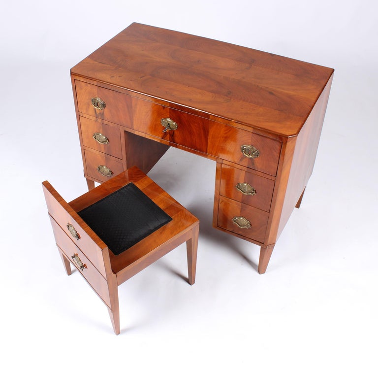 19th Century German Biedermeier Writing Desk, Chest of Drawers, Walnut ...