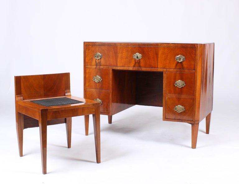 19th Century German Biedermeier Writing Desk, Chest of Drawers, Walnut ...