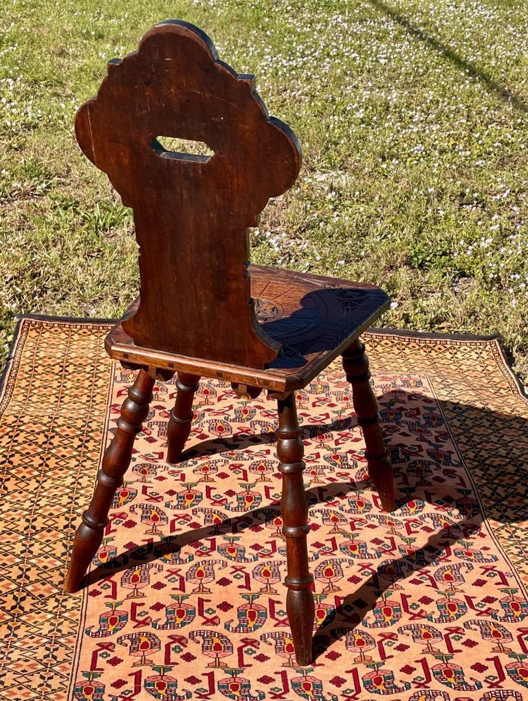 19th Century German Black Forest Chip-Carved Suite Desk with Drawer and ...
