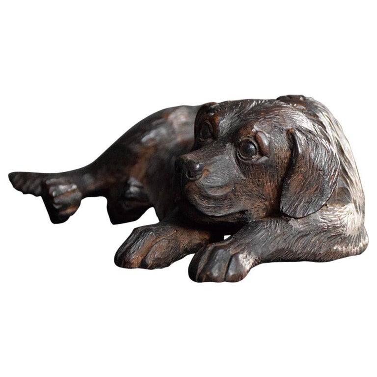 19th Century German Black Forest Recumbent Dog at 1stDibs